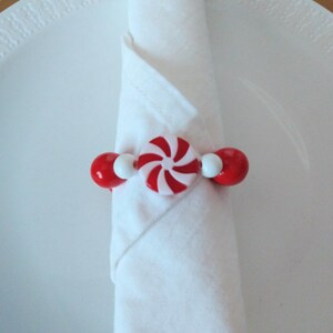 Peppermint Napkin Rings,christmas Napkin Rings,peppermint Decor,holiday Napkin Rings,beaded ...