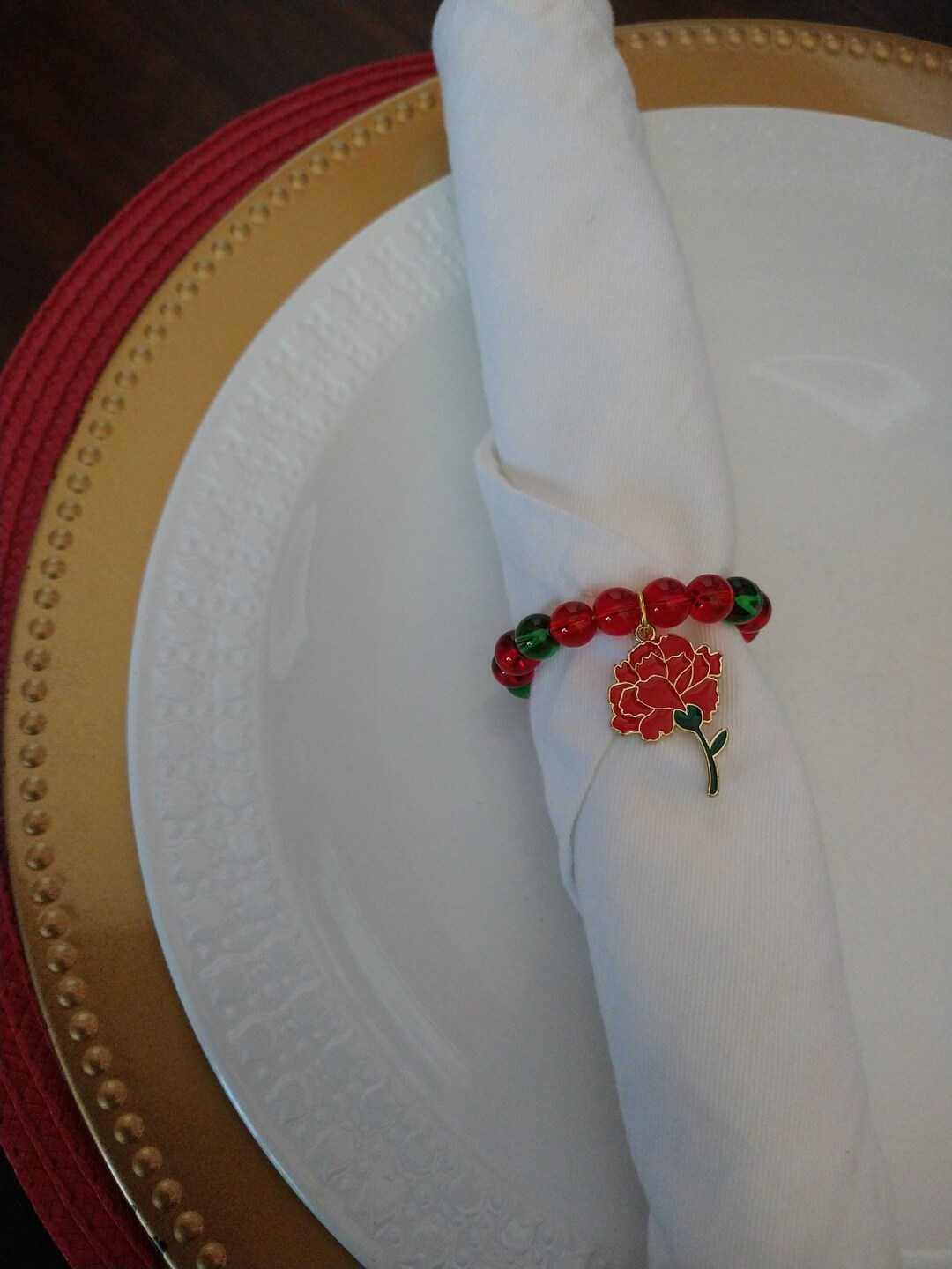 Red Roses Napkin Rings,floral Napkin Rings,red Flower Napkin Rings ...