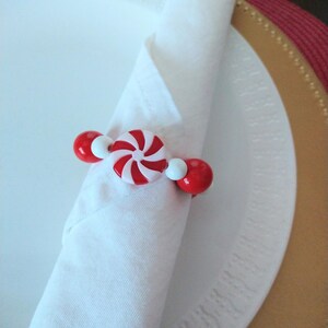 Peppermint Napkin Rings,christmas Napkin Rings,peppermint Decor,holiday Napkin Rings,beaded ...
