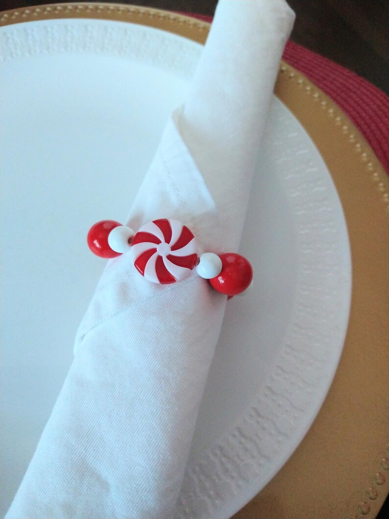 Peppermint Napkin Rings,christmas Napkin Rings,peppermint Decor,holiday ...