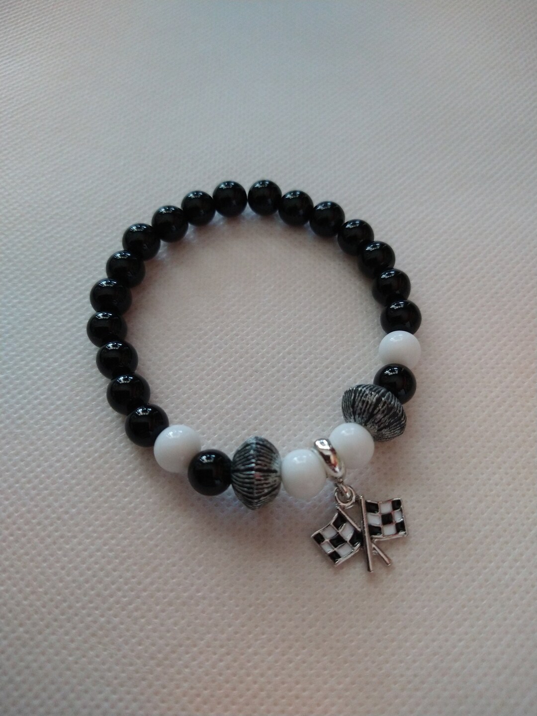 Checkered Flag Braceletcheckered Flag Beaded Braceletracing - Etsy