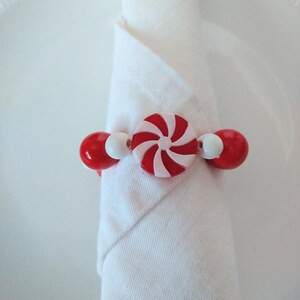 Peppermint Napkin Rings,christmas Napkin Rings,peppermint Decor,holiday Napkin Rings,beaded ...