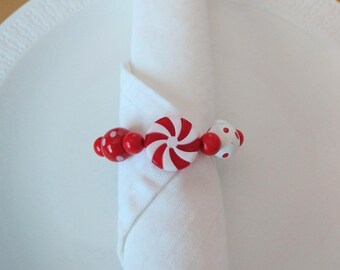 Peppermint Napkin Rings,christmas Napkin Rings,peppermint Decor,holiday ...