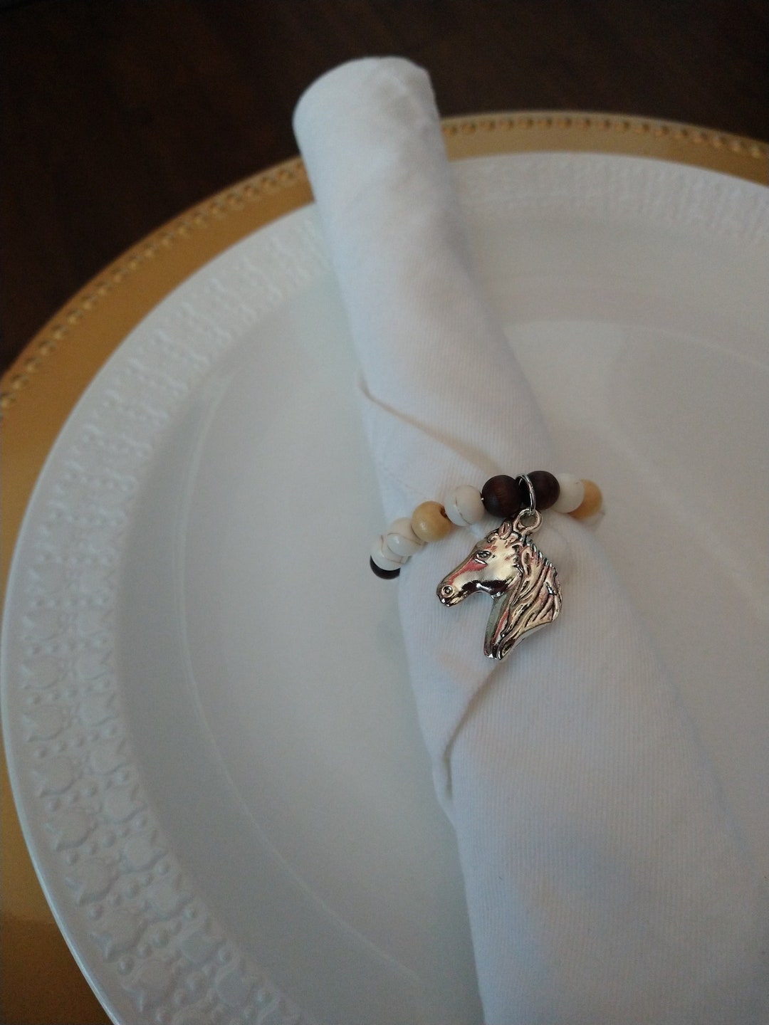 Set of 4 Horse Napkin Rings,beaded Napkin Rings,western Cowboy Napkin ...