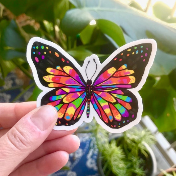 Rainbow Butterfly Sticker | Etsy