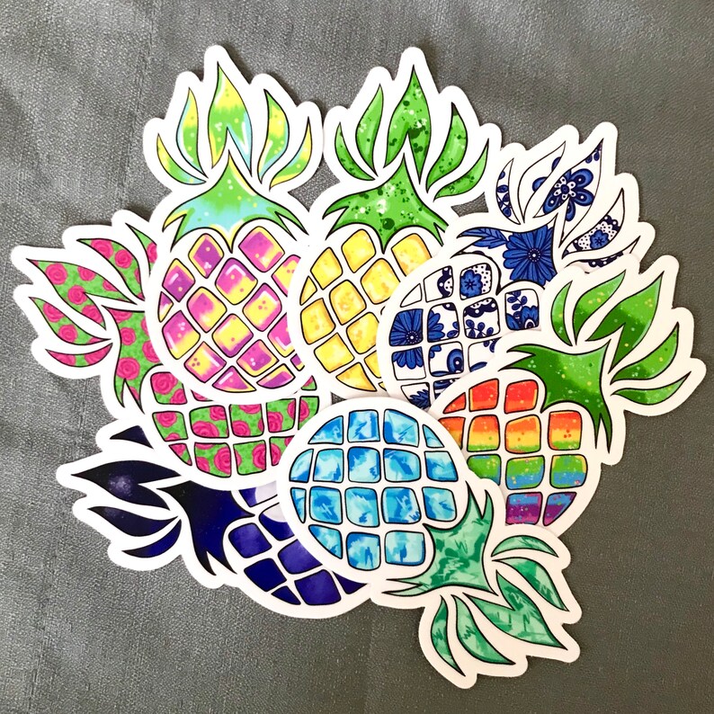 Pineapple Sticker: Traditional Yellow - Etsy