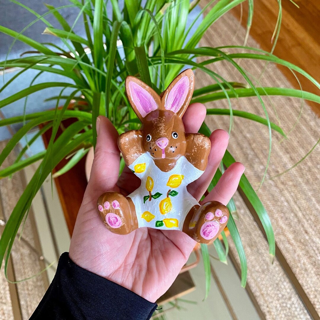 Hand-painted Ceramic Bunny #4 (lemon Bunny) - Etsy
