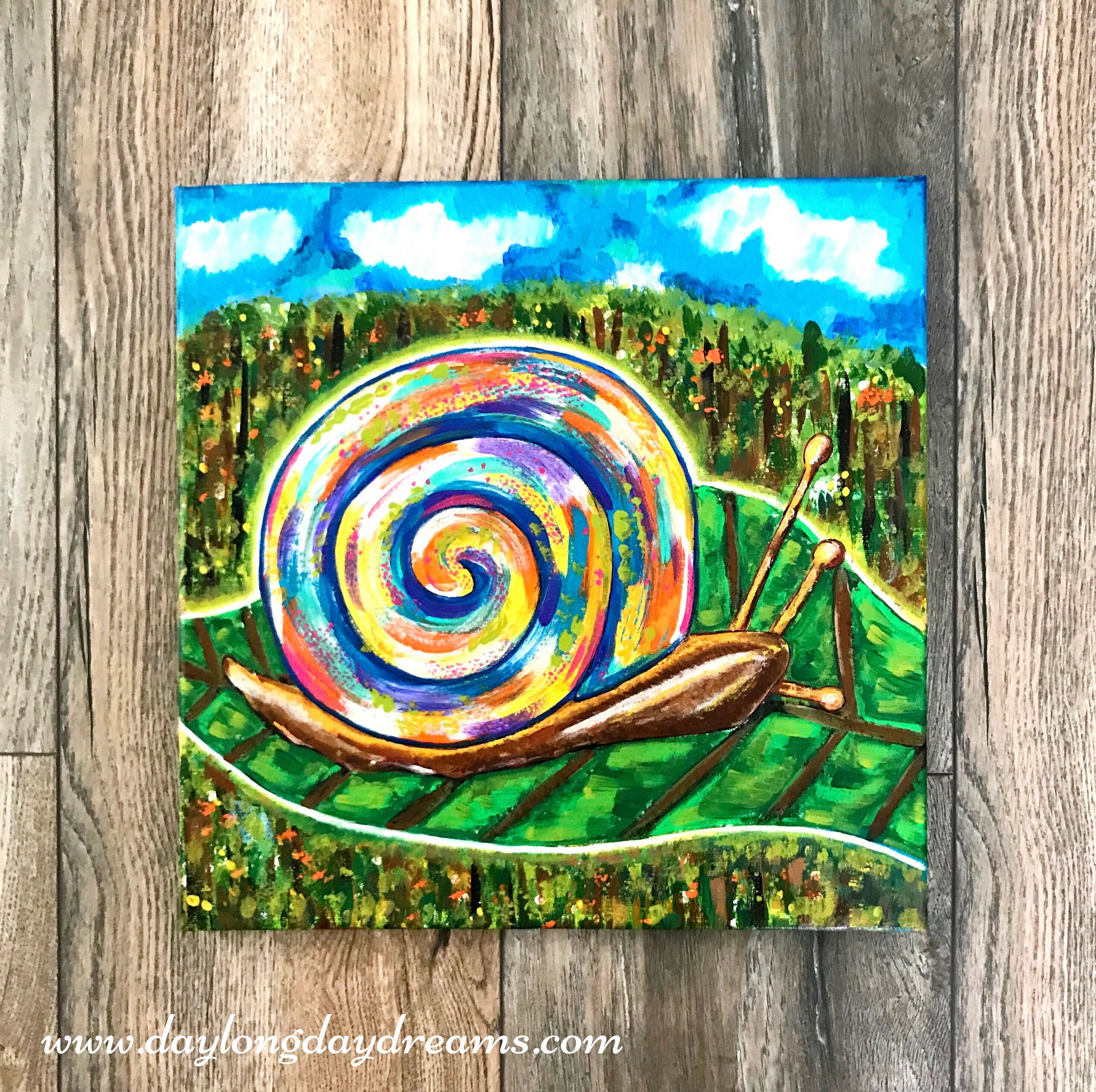 Snail Original Painting: "sunlit Snail" (rainbow Snail Art) - Etsy