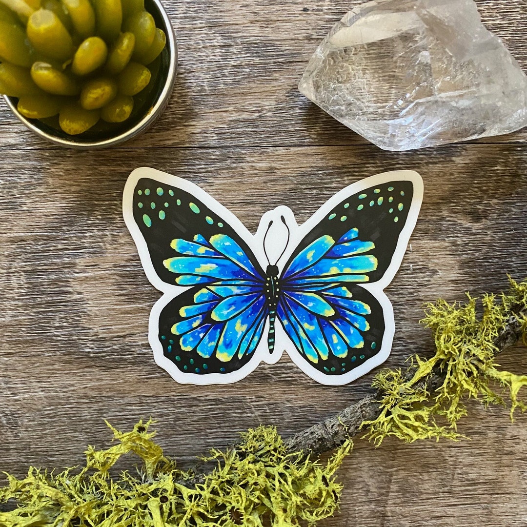 Blue Butterfly Sticker - Etsy