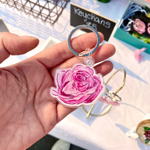 Timeless Rose Keychain Red - Etsy
