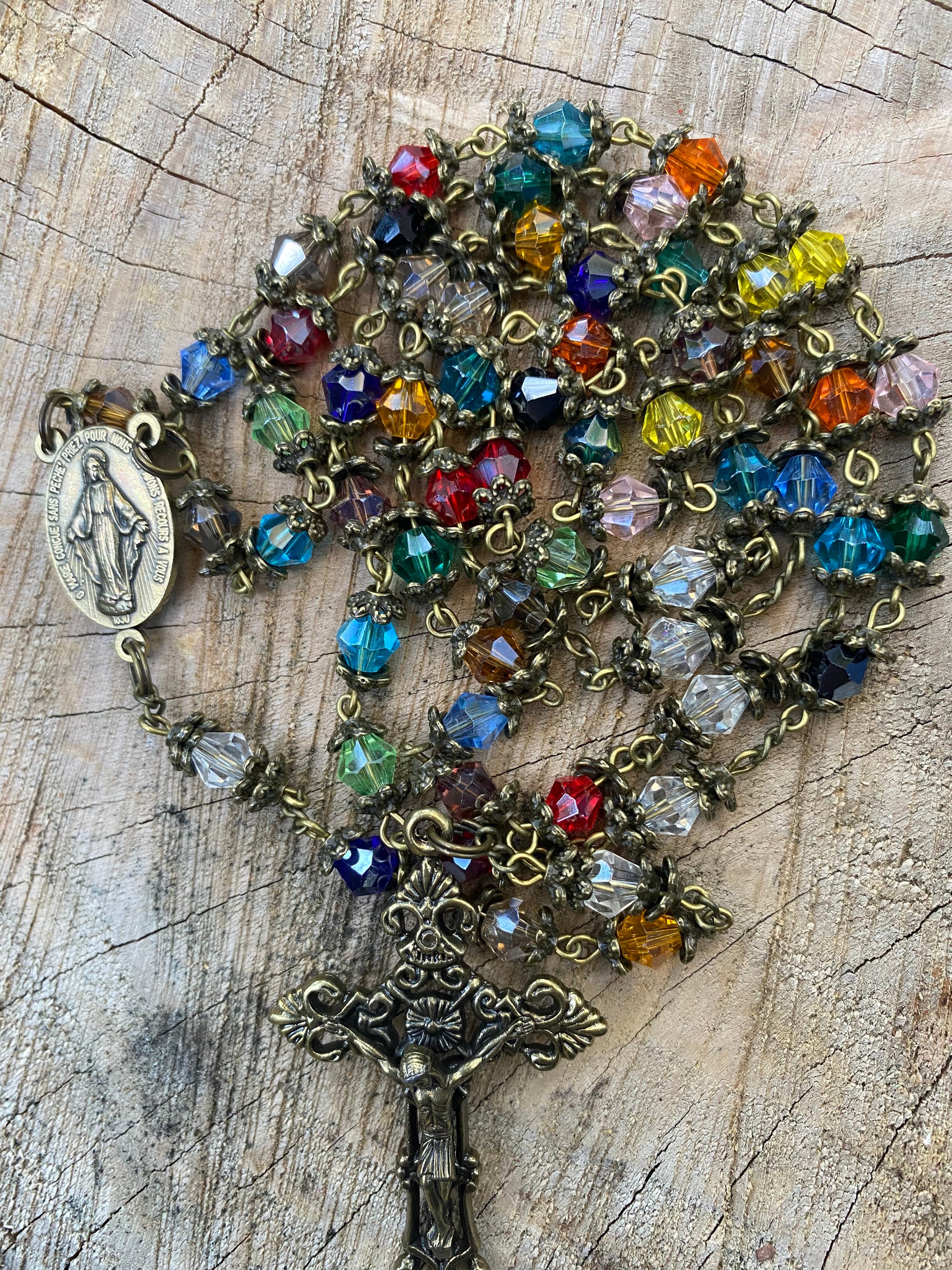 Colorful Bronze Catholic Rosary Beads~ Catholic Gifts ~ Crystal Rosary ...