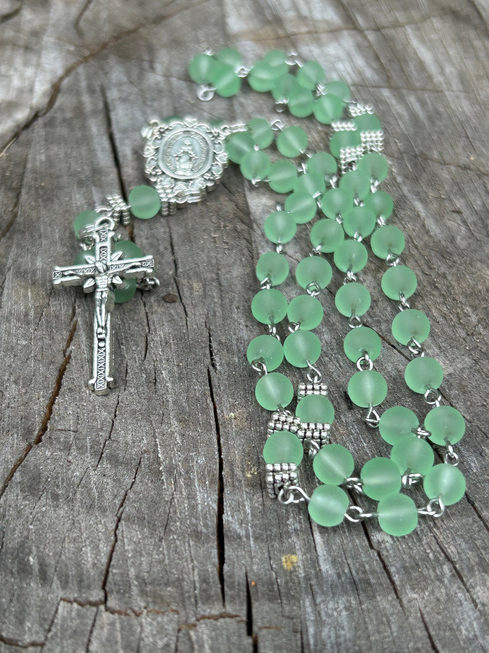 Green Rosary ~ Green Catholic Rosary ~ Green Rosary Beads ~ Catholic ...