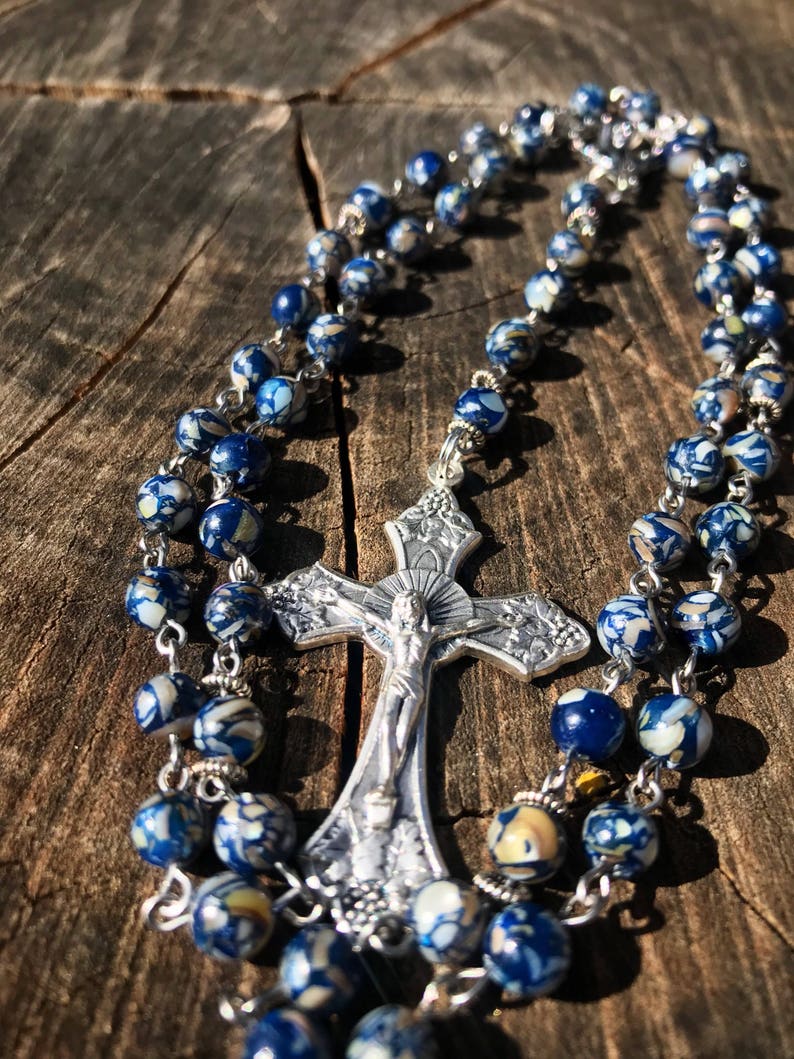 Handmade Catholic Rosary. Blue Rosary. Shell Rosary. Catholic | Etsy