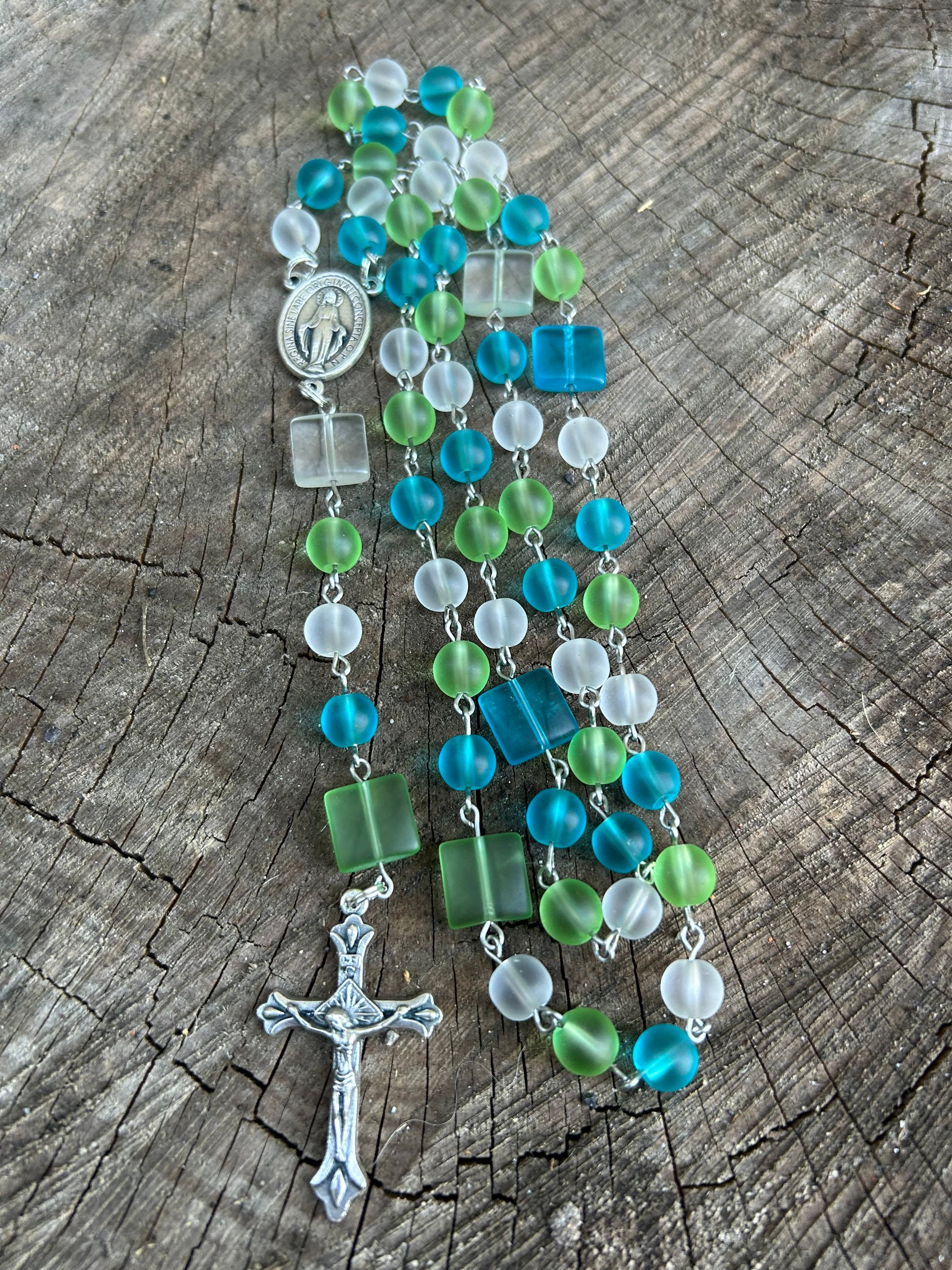 Colorful Glass Rosary Beads: Handmade Catholic Gift - Etsy