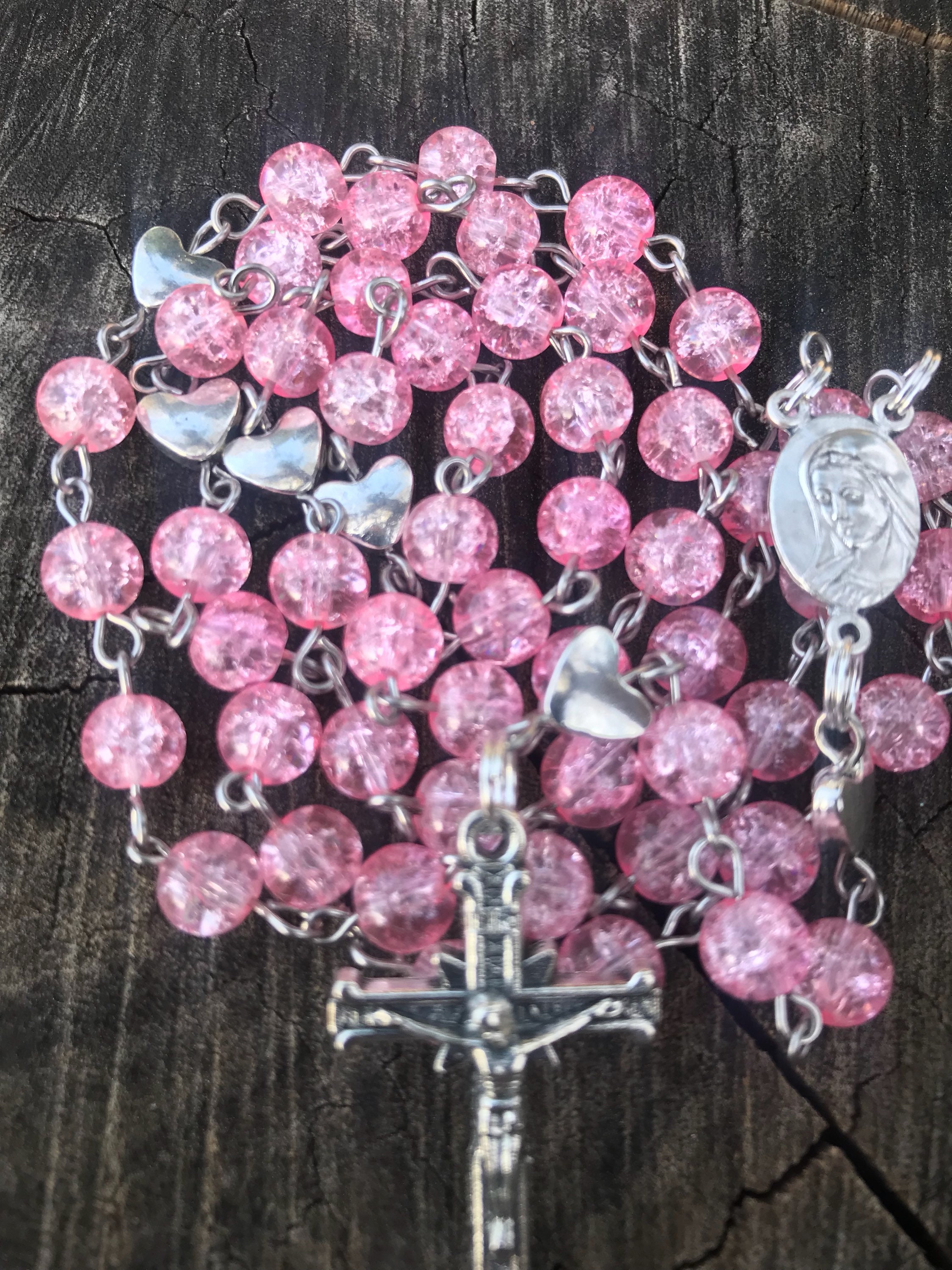 Pink Catholic Rosary
