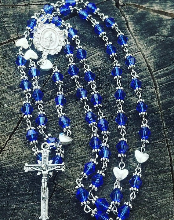 Catholic Rosary Blue Catholic Rosary Beads September | Etsy