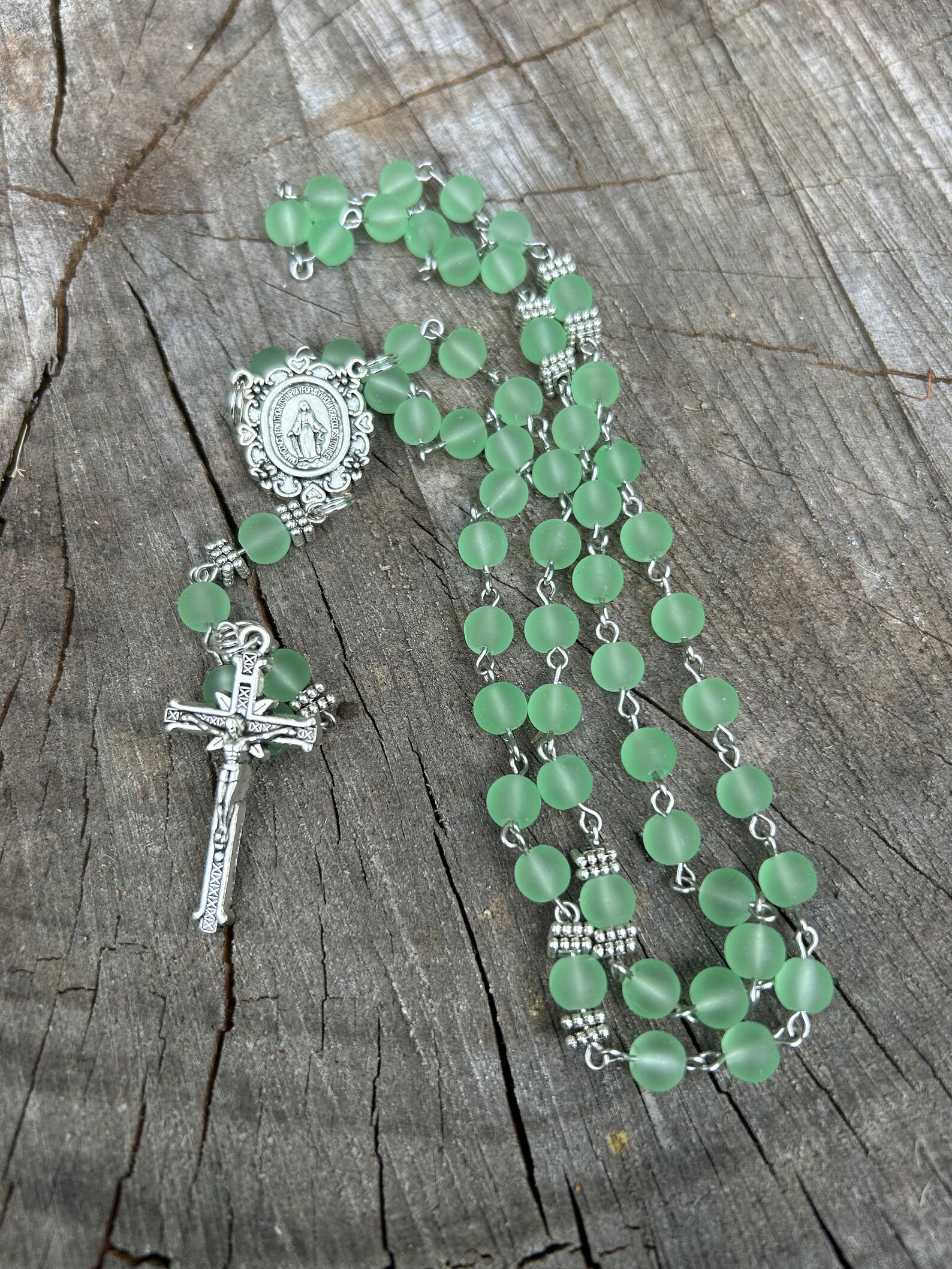 Green Rosary ~ Green Catholic Rosary ~ Green Rosary Beads ~ Catholic ...