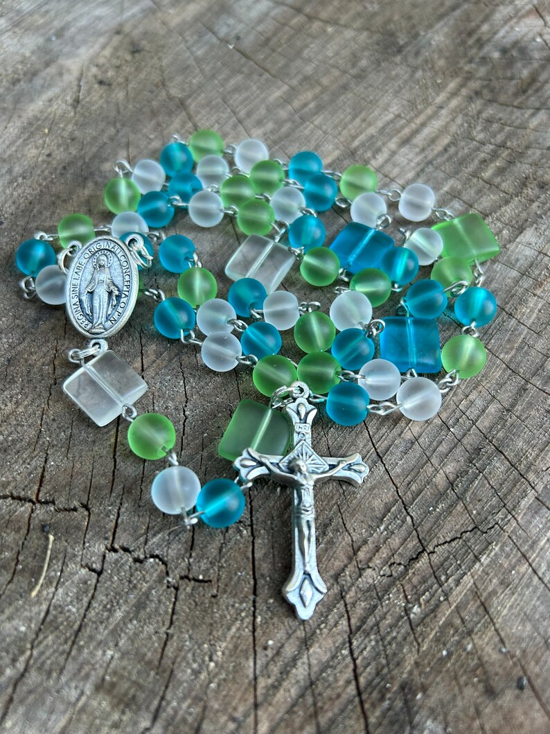 Colorful Glass Rosary Beads: Handmade Catholic Gift - Etsy