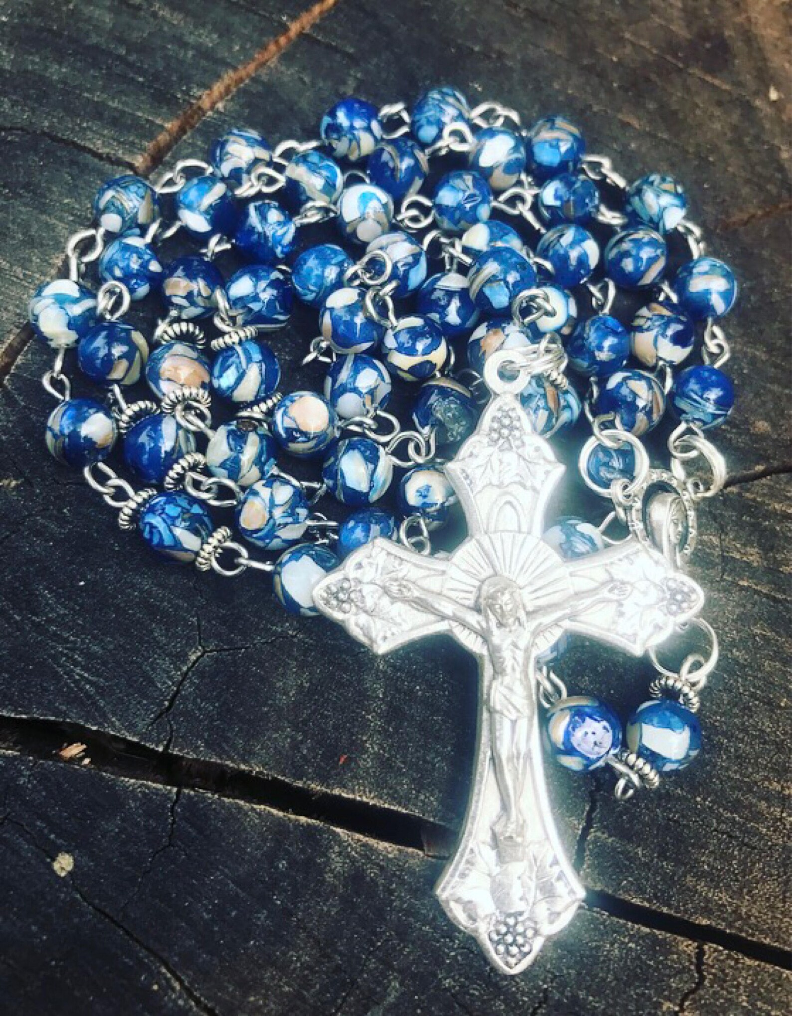 Handmade Catholic Rosary. Blue Rosary. Shell Rosary. Catholic | Etsy