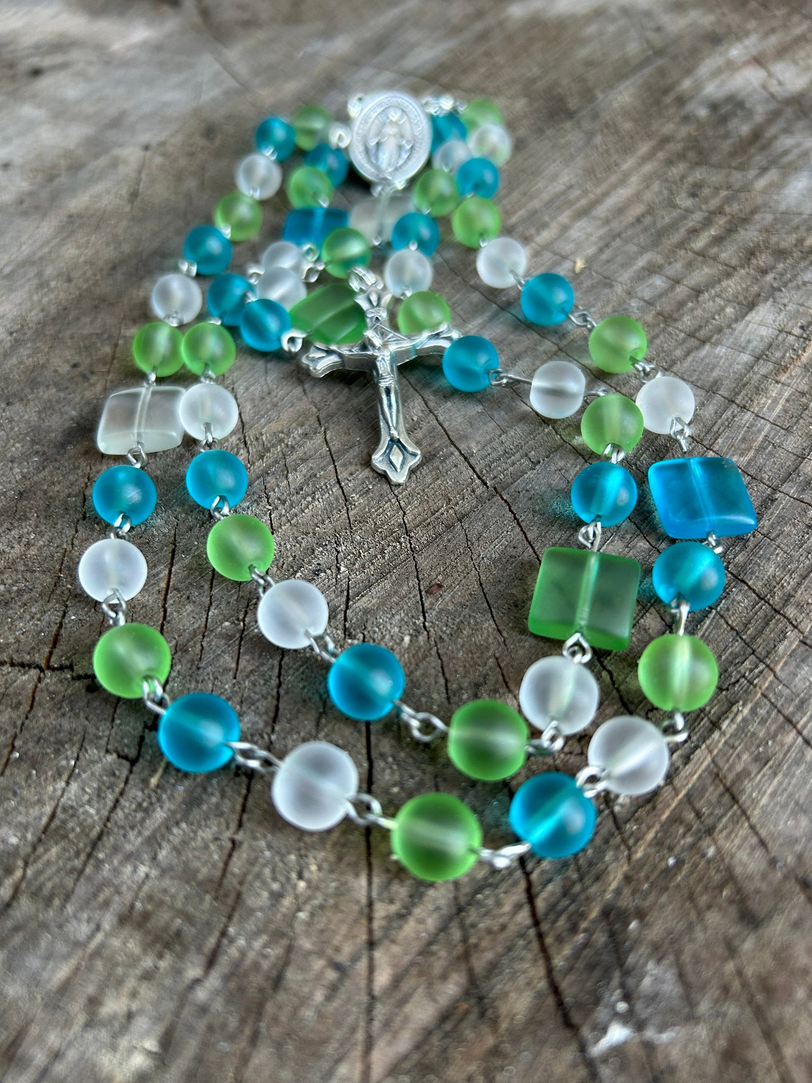 Colorful Glass Rosary Beads: Handmade Catholic Gift - Etsy