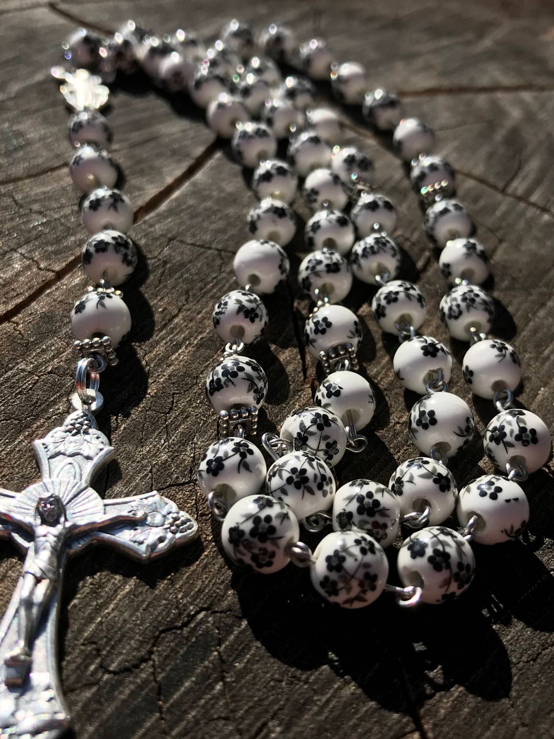 Elegant Floral Catholic Rosary Beads ~ Traditional Catholic Rosary ...