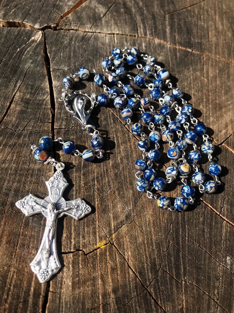 Handmade Catholic Rosary. Blue Rosary. Shell Rosary. Catholic | Etsy