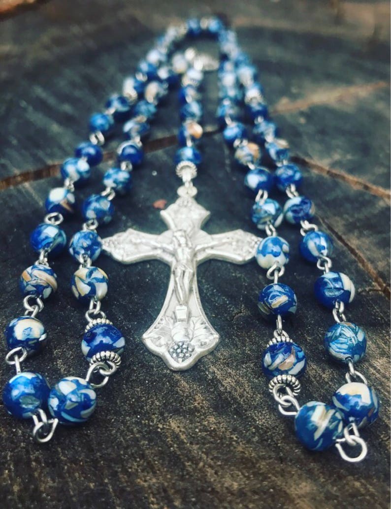 Handmade Catholic Rosary. Blue Rosary. Shell Rosary. Catholic | Etsy