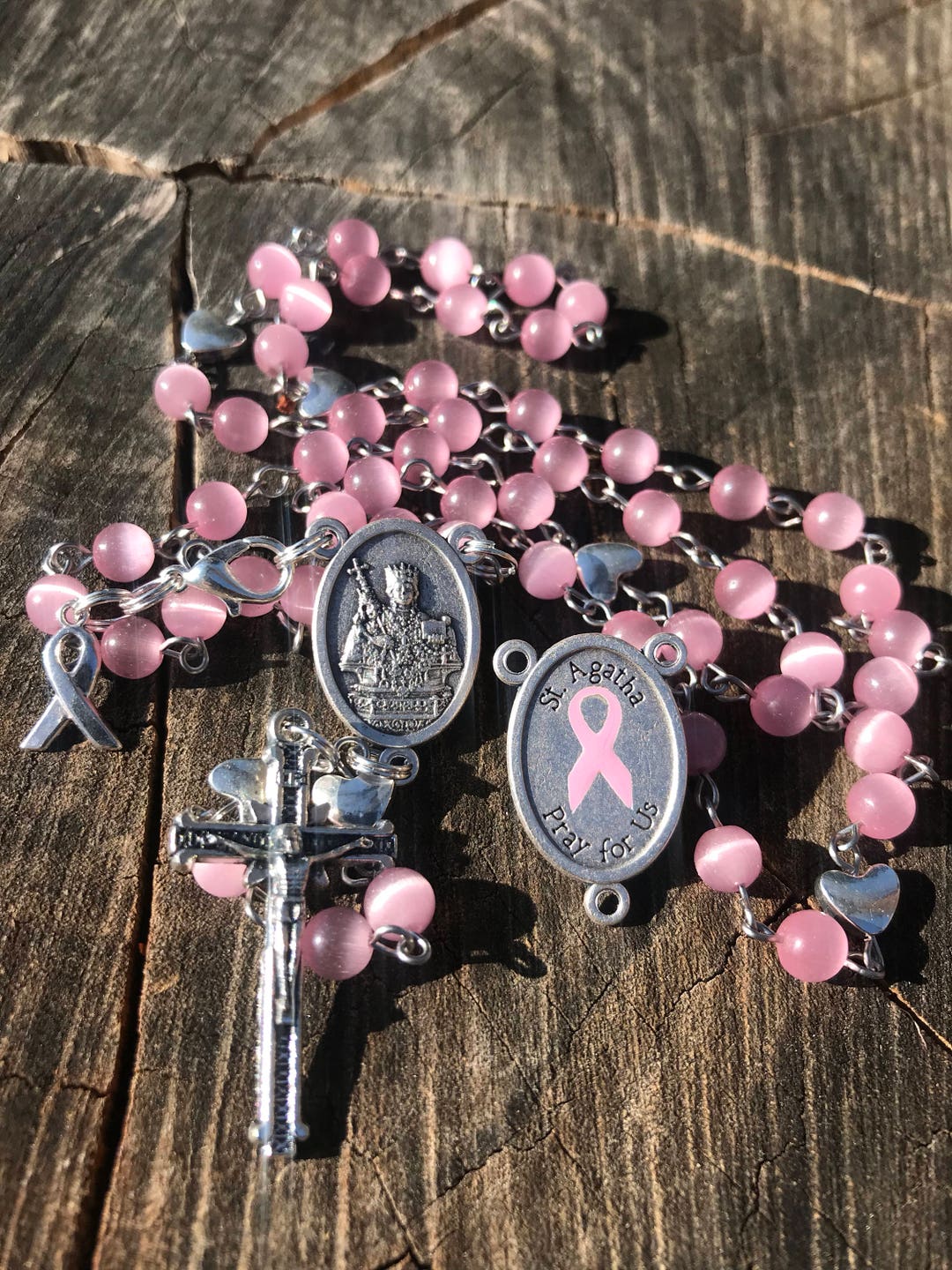 Breast Cancer Catholic Rosary ~ Pink Breast Cancer Catholic Rosary ...