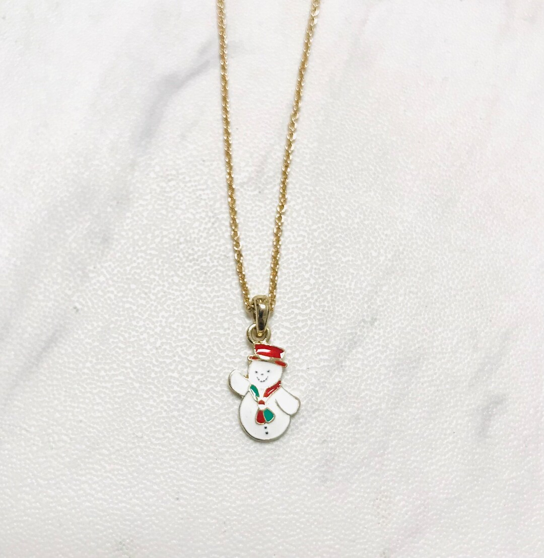 Enamel Waving Snowman Holiday Pendant Necklace - Etsy