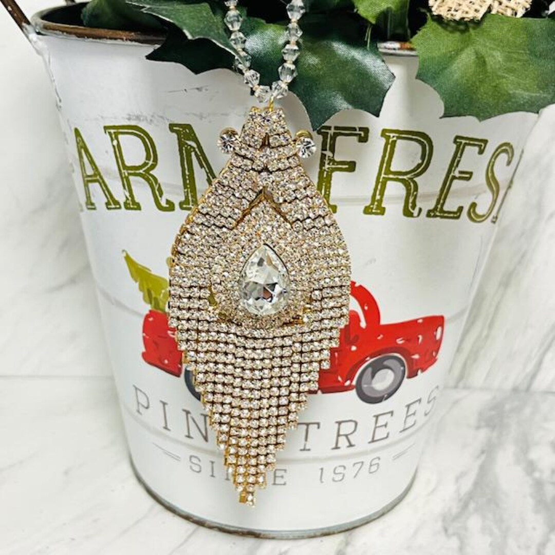 Double Sided Crystal Dangling Glam Tree Ornament-crystal Holiday ...