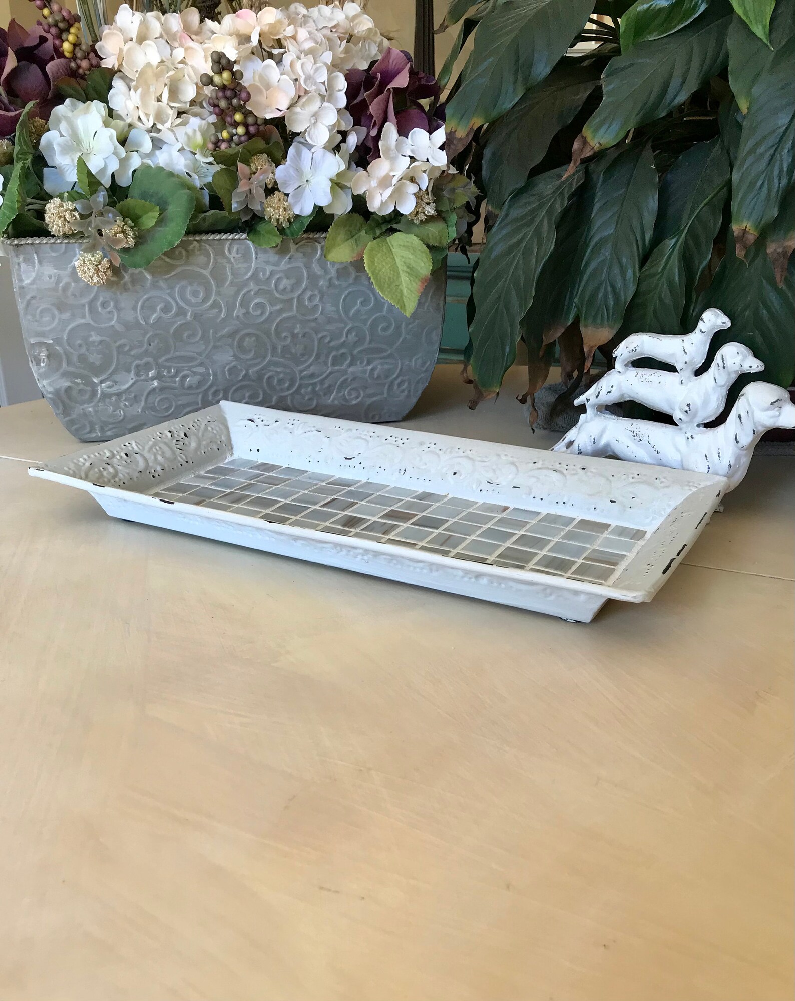 Upcycled Vintage French Country Tray / Farmhouse Cottage Style Chalk ...