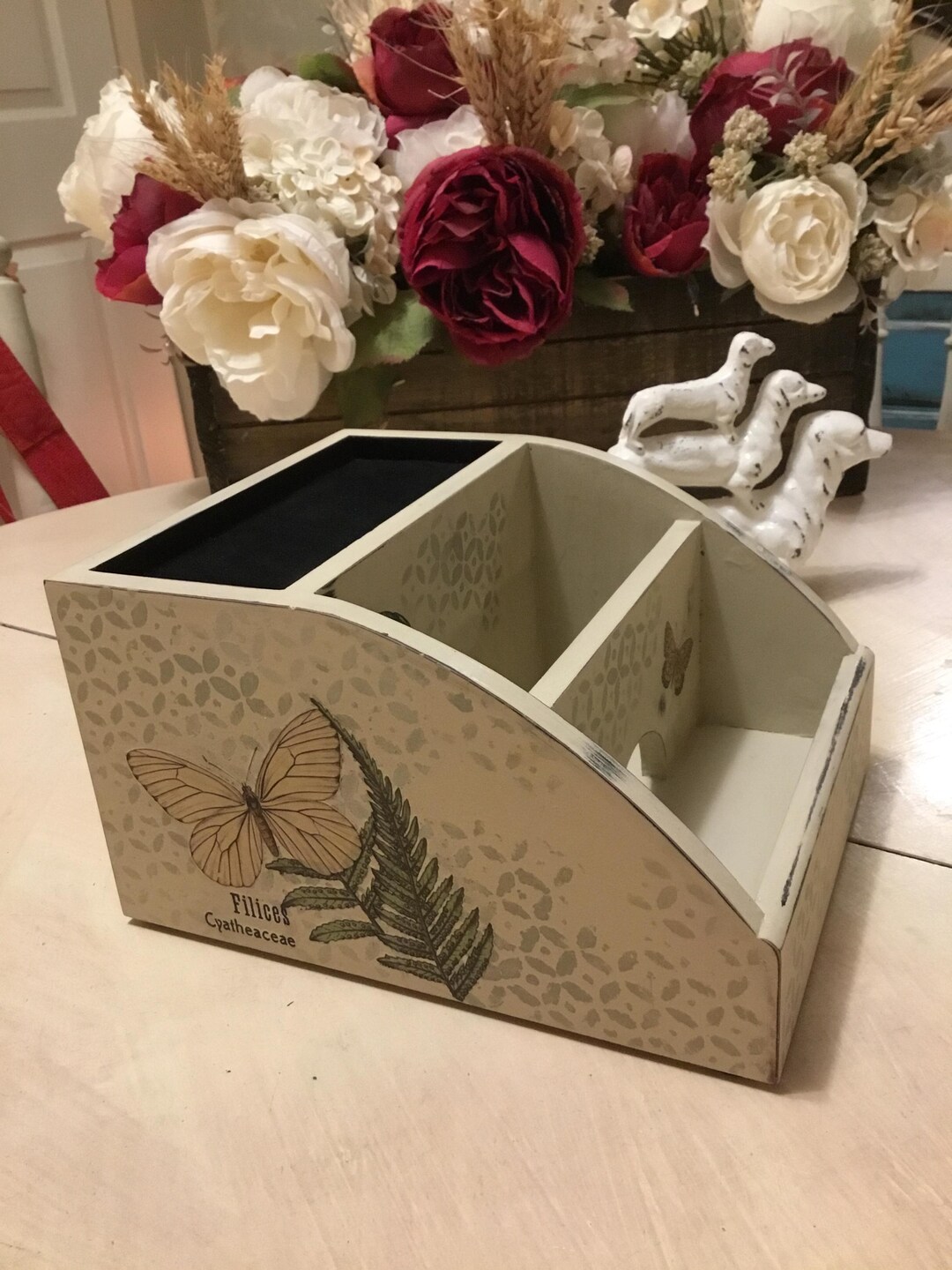 Upcycled Office Organizer / Cellphone Charging Stand / Wooden Chalk ...