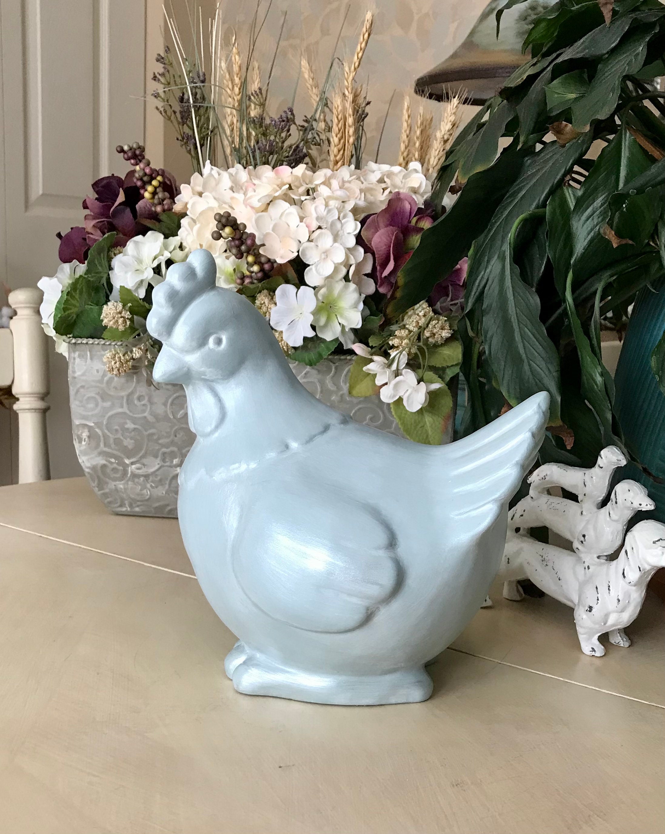 Upcycled Vintage Ceramic Chicken / French Country Shabby Chic - Etsy
