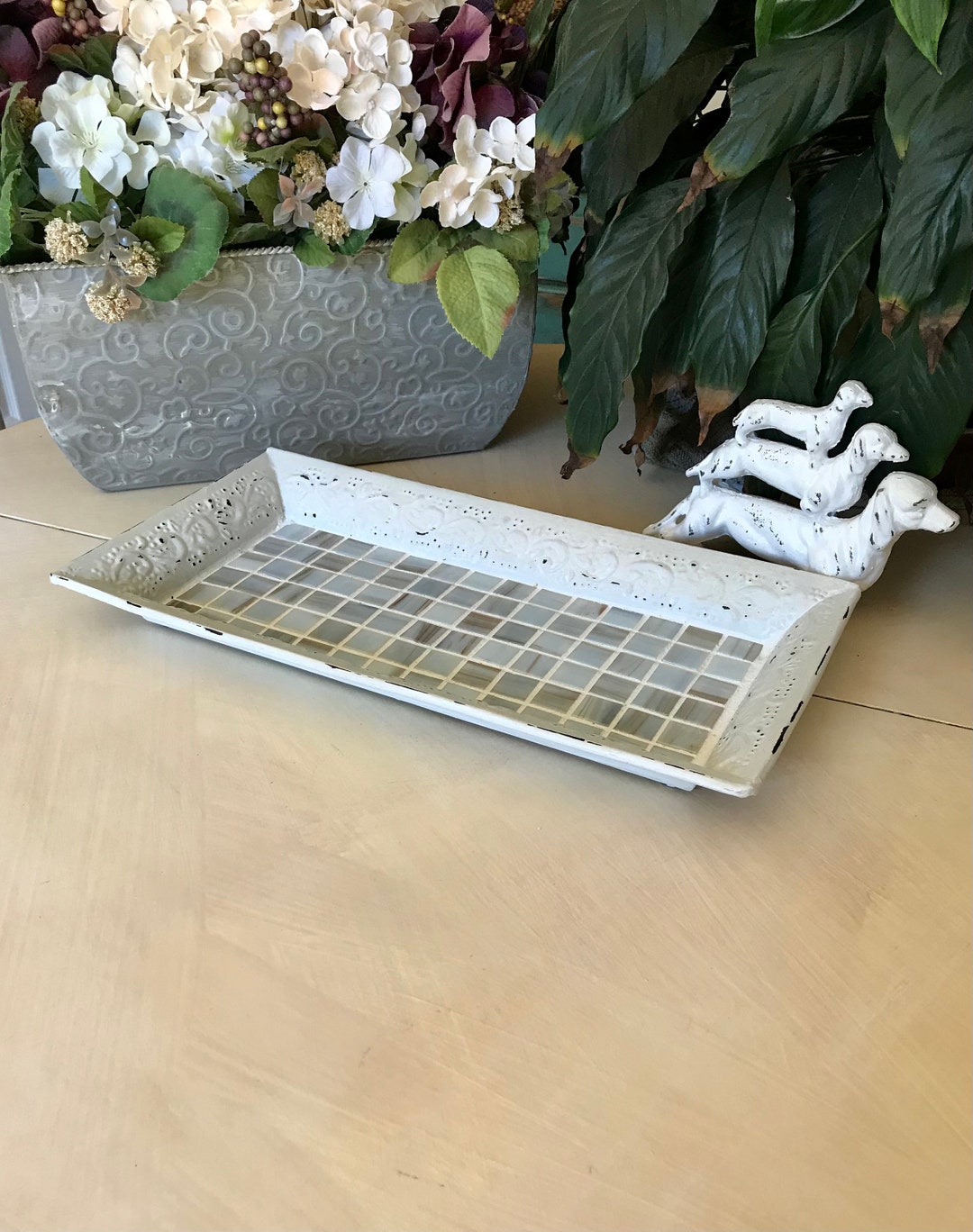 Upcycled Vintage French Country Tray / Farmhouse Cottage Style Chalk ...