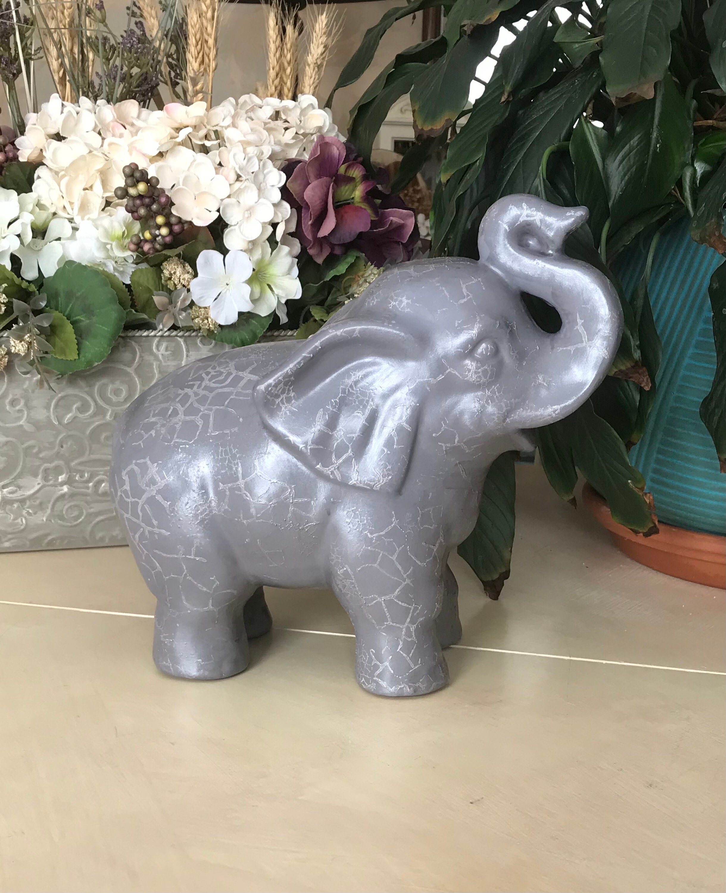 Ceramic Elephant Statue / French Country Shabby Chic Home | Etsy
