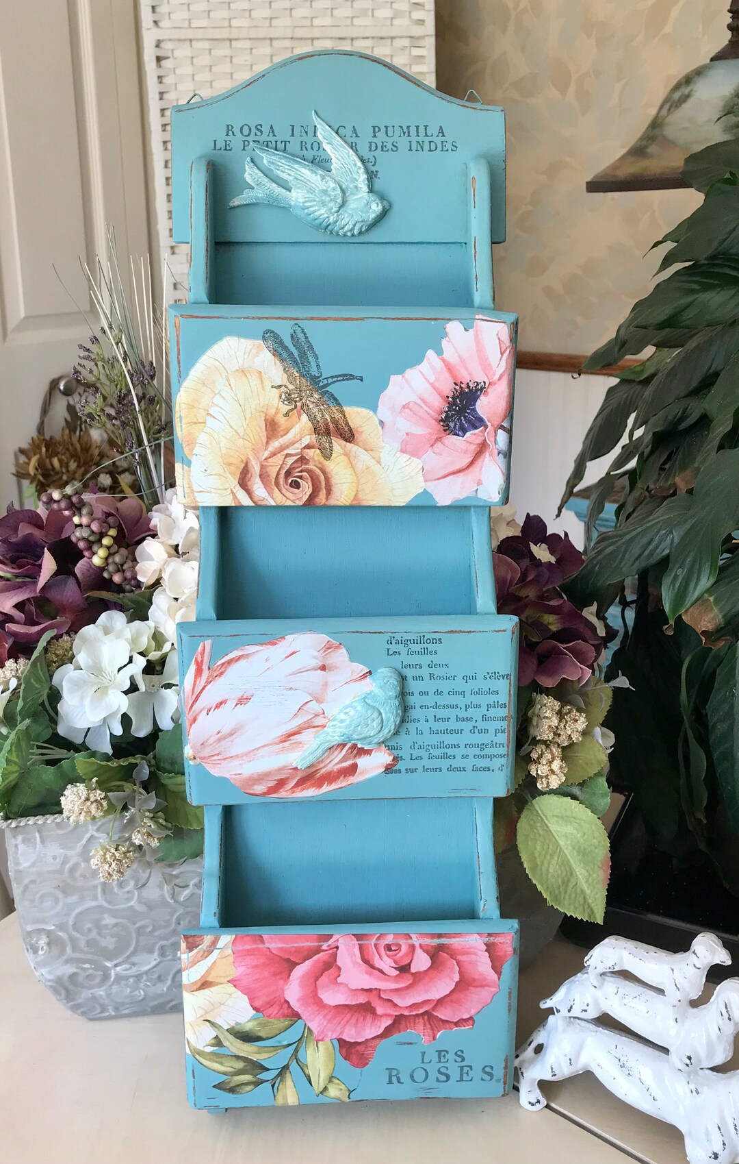 Upcycled Vintage Letter Wall Organizer / Cottagecore Farmhouse Chalk ...