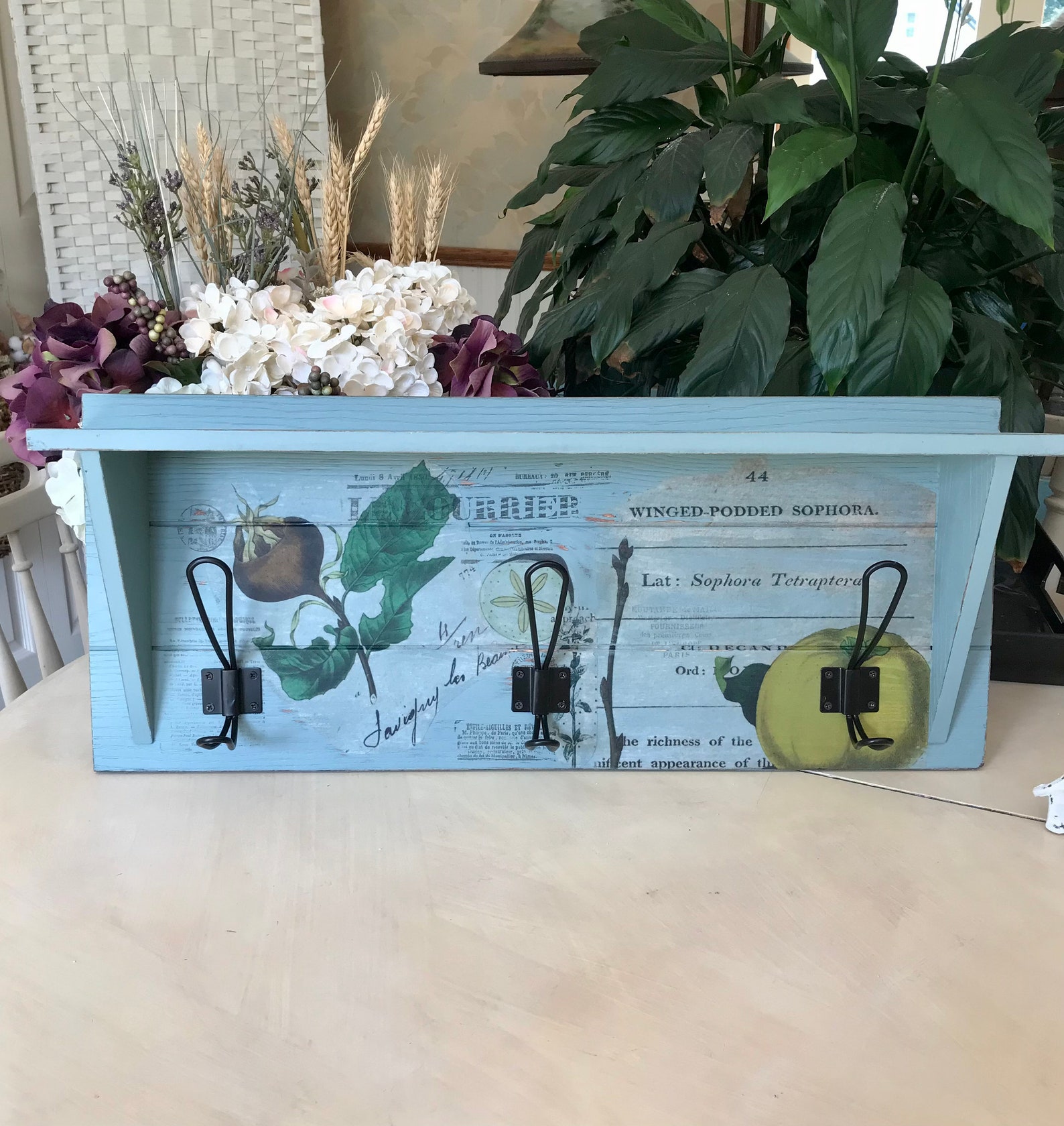 Vintage Upcycled Wooden Shelf / Farmhouse Cottagecore Chalk Painted ...