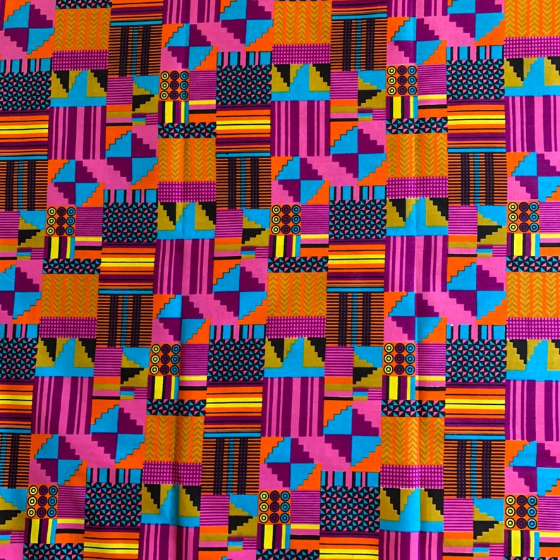 African Kente Print Kente Fabric By The Yard Kente Material Etsy
