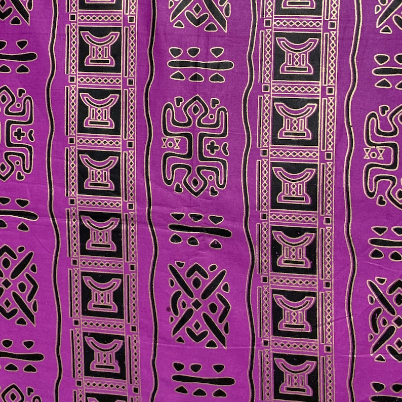 Purple African Print Fabric: Gold Metallic Ankara Batik, 44" Wide - Etsy