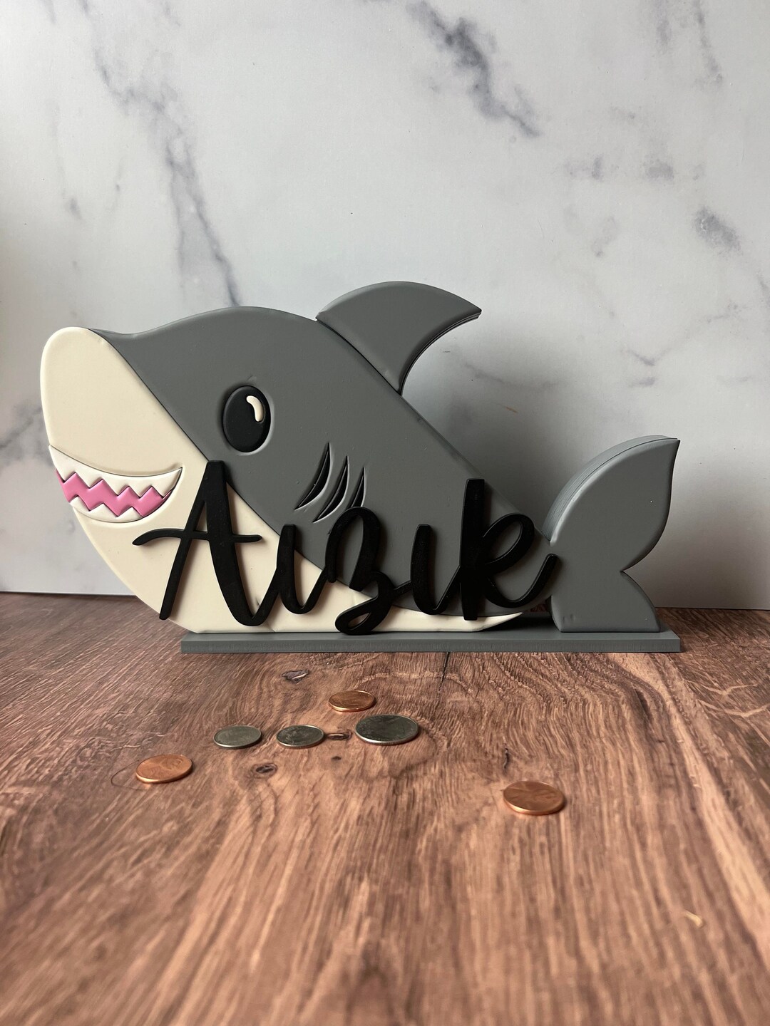 Shark Piggy Bank Personalized Name Coin Bank Boys Ocean - Etsy