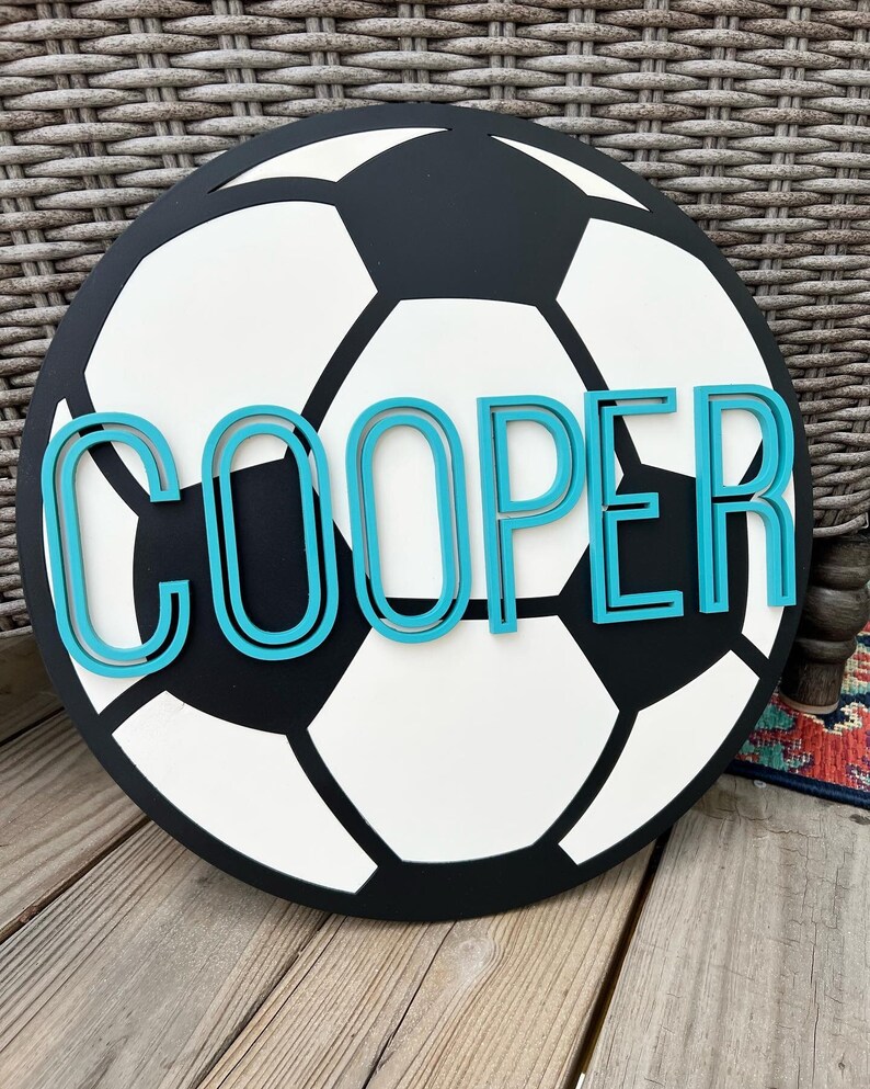 Soccer Name Sign 3D Custom Name Sign Round Wood Name Sign - Etsy