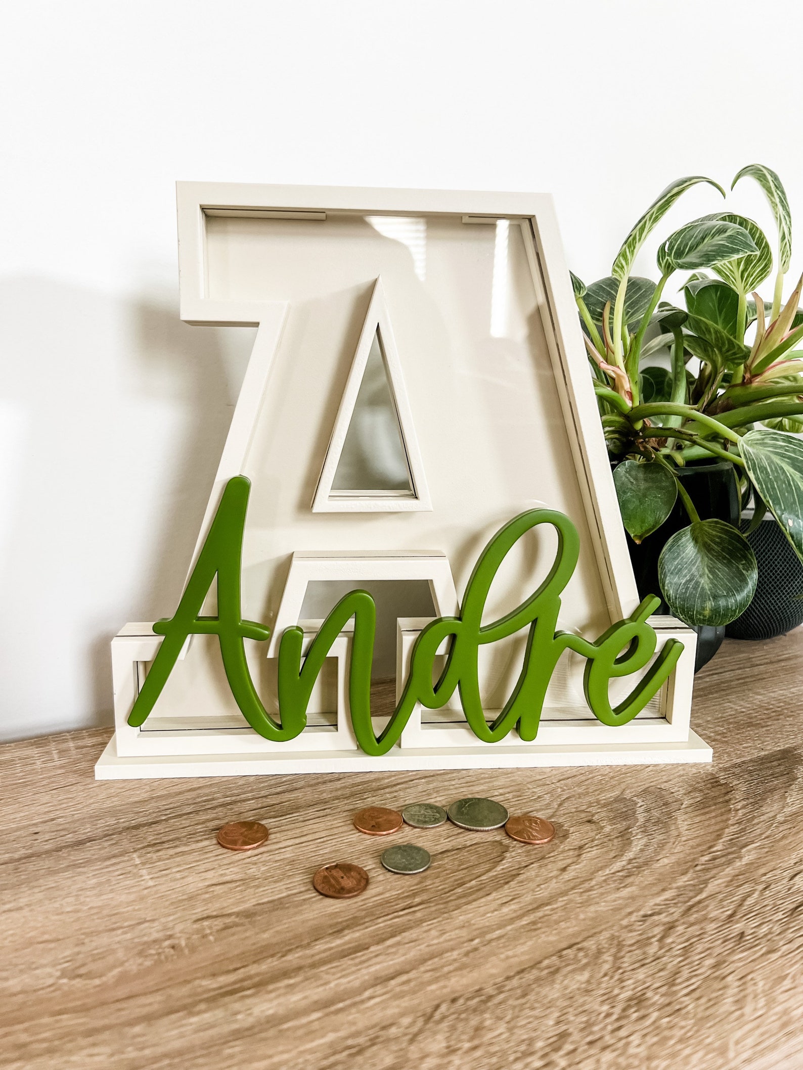 Personalized Baby First Piggy Bank Wooden Name Initial Boy - Etsy