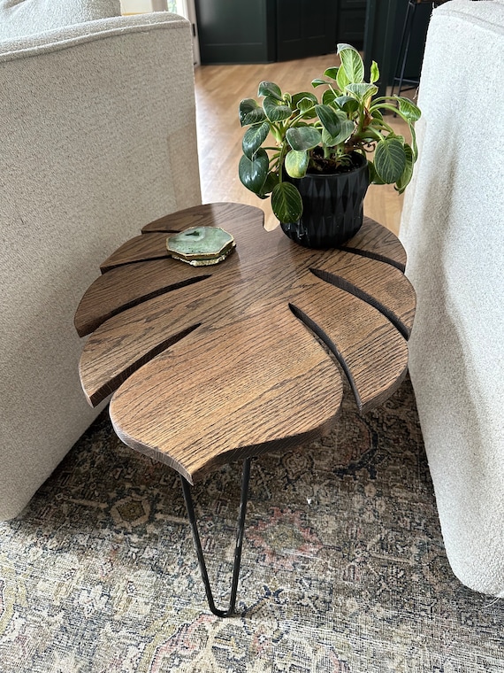 Monstera Leaf Table Plant Table Side Table Coffee Table Plant Gift Monstera End Table Living Room Decor Etsy