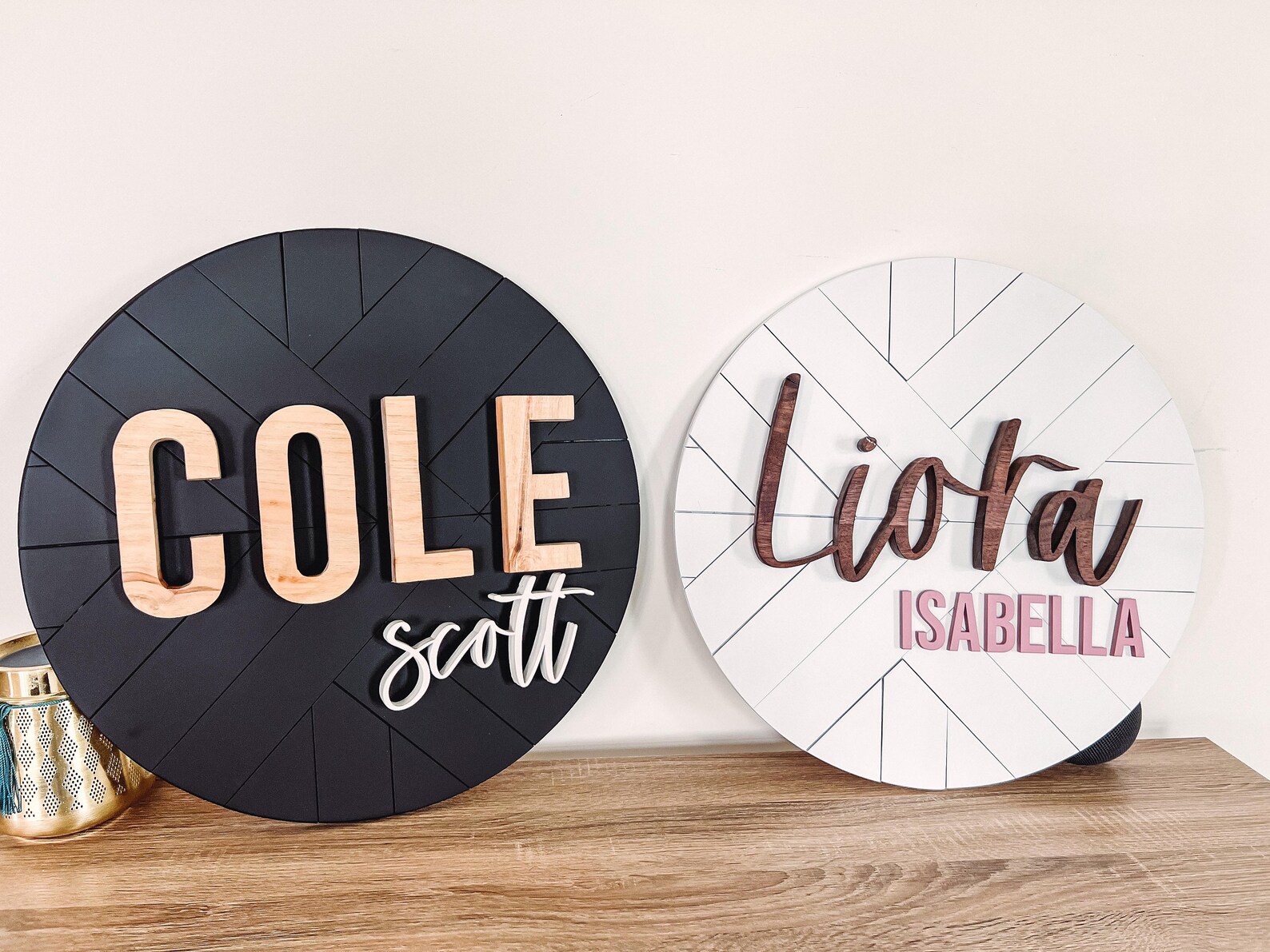 Nursery Name Sign Round Name Sign Nursery Wall Art Baby - Etsy