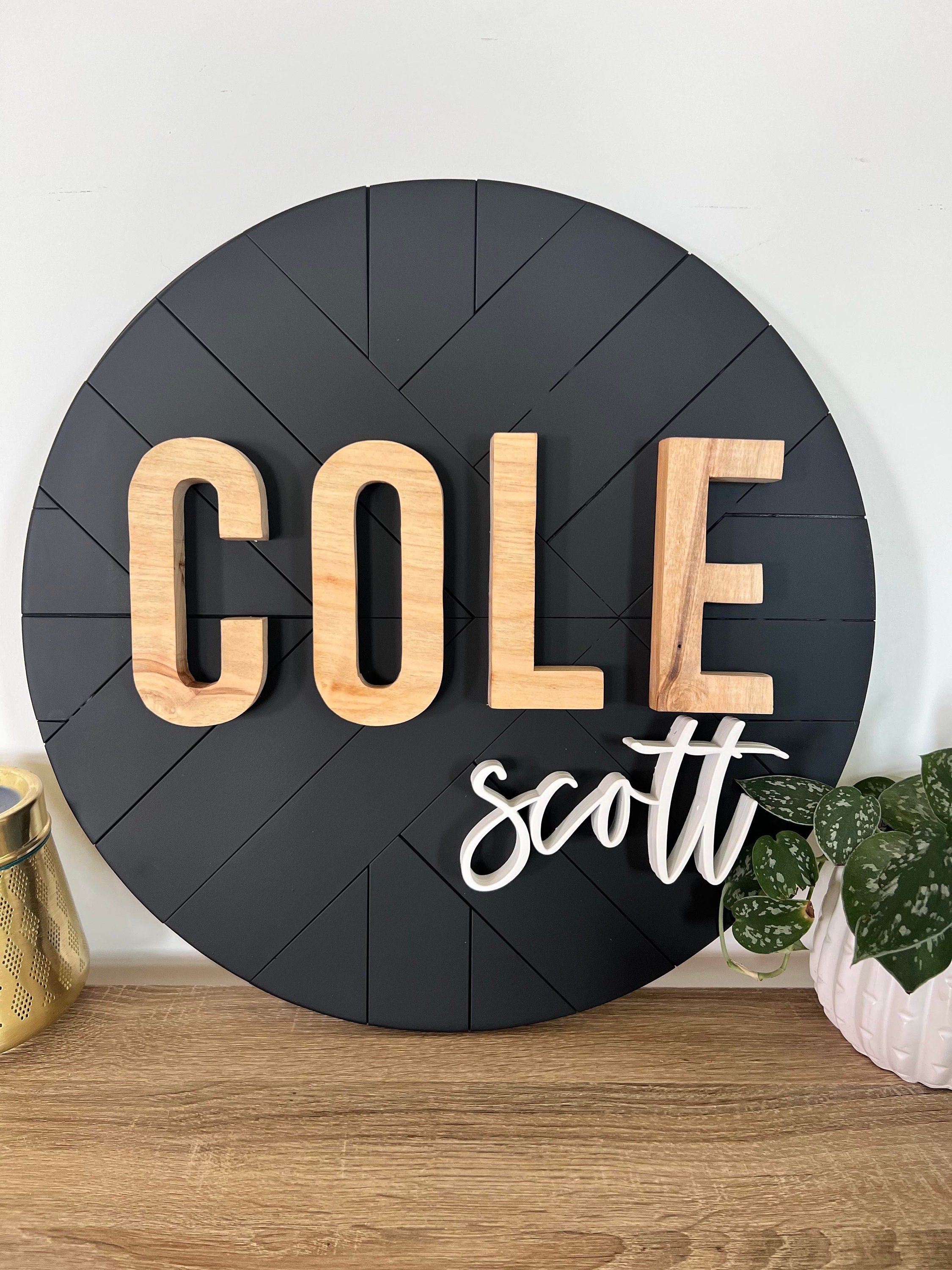 Nursery Name Sign Round Name Sign Nursery Wall Art Baby - Etsy