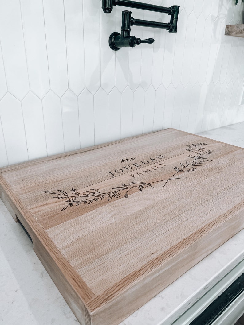 Personalized Red Oak Wooden Stove Cover Newlywed Bride Groom - Etsy