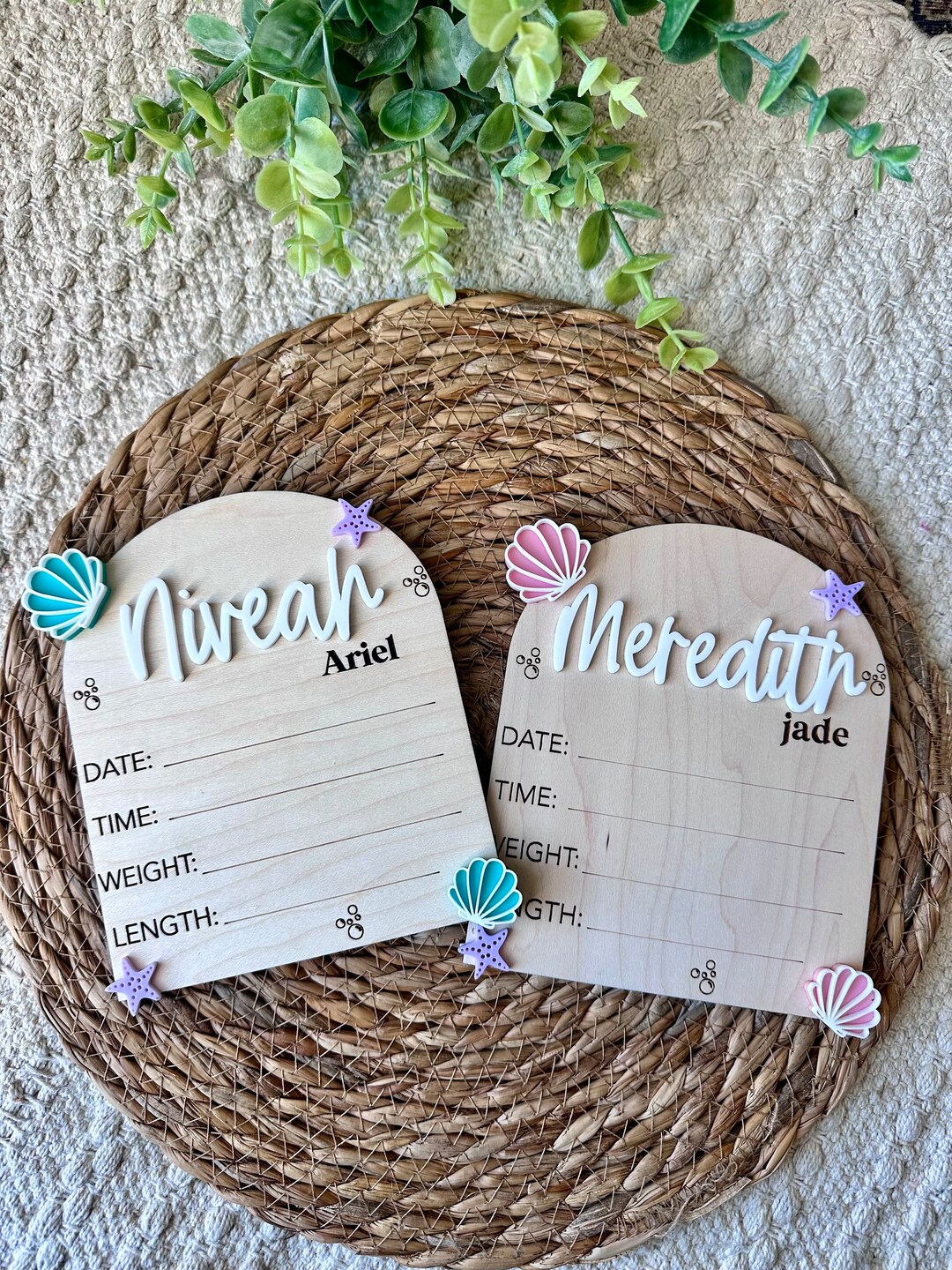 Baby Birth Stats Board | Ocean Baby Name Announcement | Mermaid Birth ...