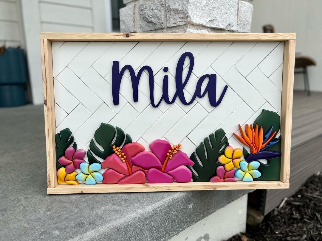 Tropical Name Sign for Nursery, Custom Name Sign, Name Sign, Baby ...