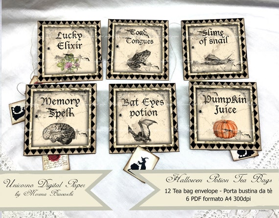 Halloween Potions Tea Bags Tea Bag Holder Tea Envelope | Etsy