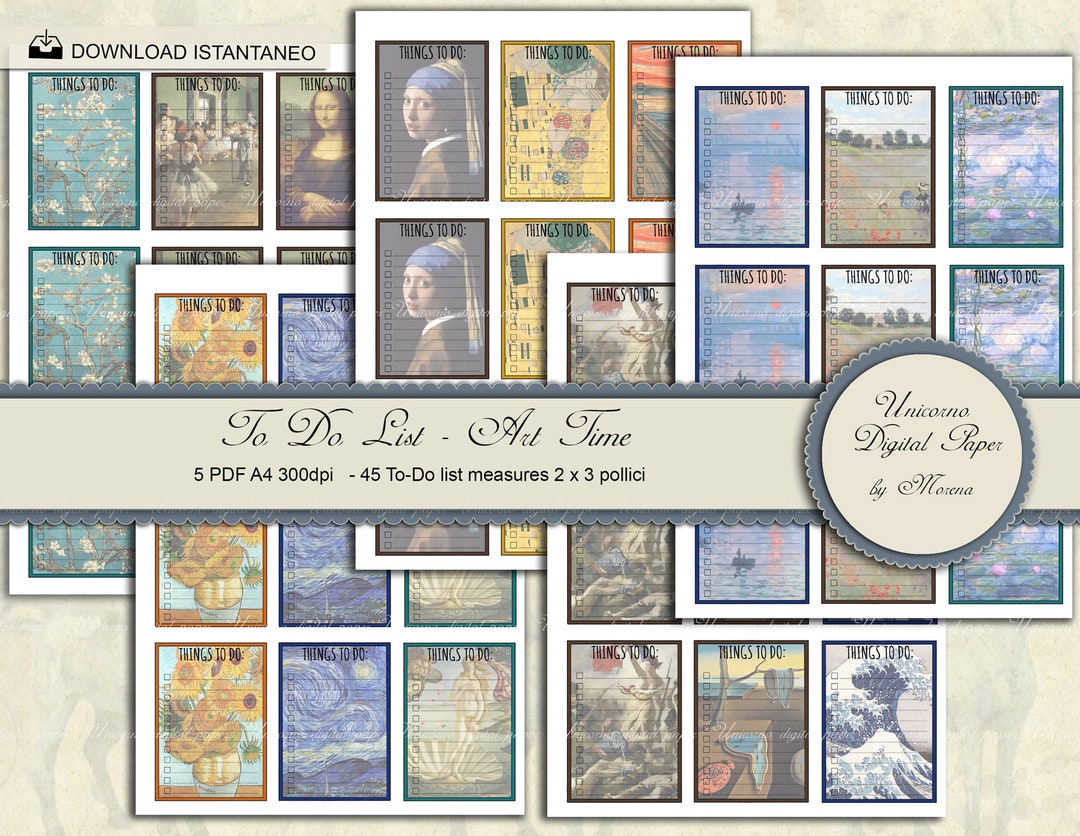 TO DO LIST Art Themed, Junk Journal Organize Template Printable Pdf - Etsy